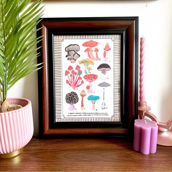 Wall Decor | Vintage Style Mushroom Type Chart Canvas Art Print Wood ...